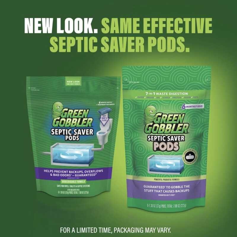 Green Gobbler Septic Tank Treatment Packets Pods, 6 Month Ply - Natural ...