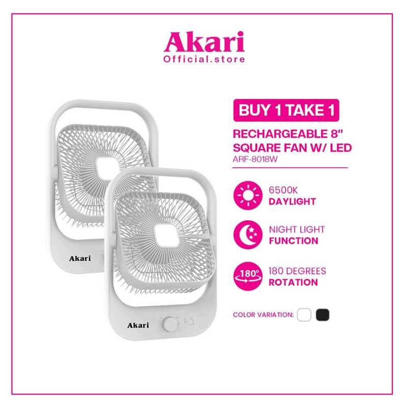 Buy Akari 1 Take 1 Rechargeable Square Fan With Led Light (Arf-8018 ...