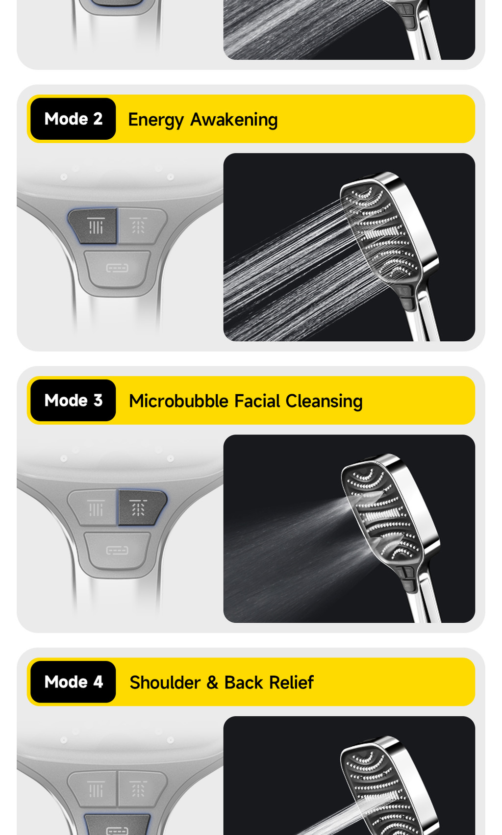 Deerma HS01 Shower Head High Pressure 7 Personalized Modes 150mm Wide ...