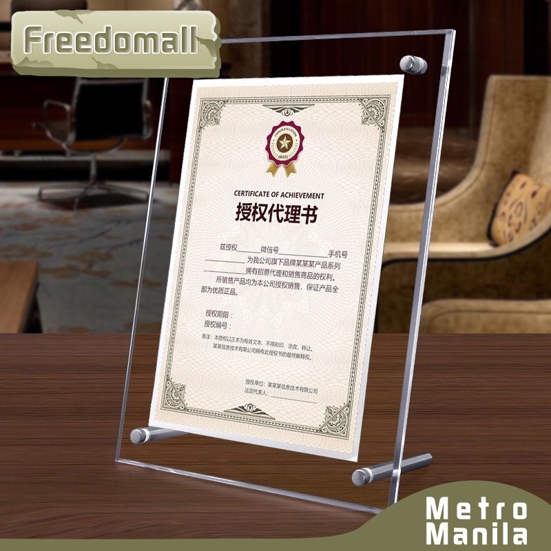 A4 Acrylic Display Stand Acrylic Photo Frame Stand Acrylic Certificate ...