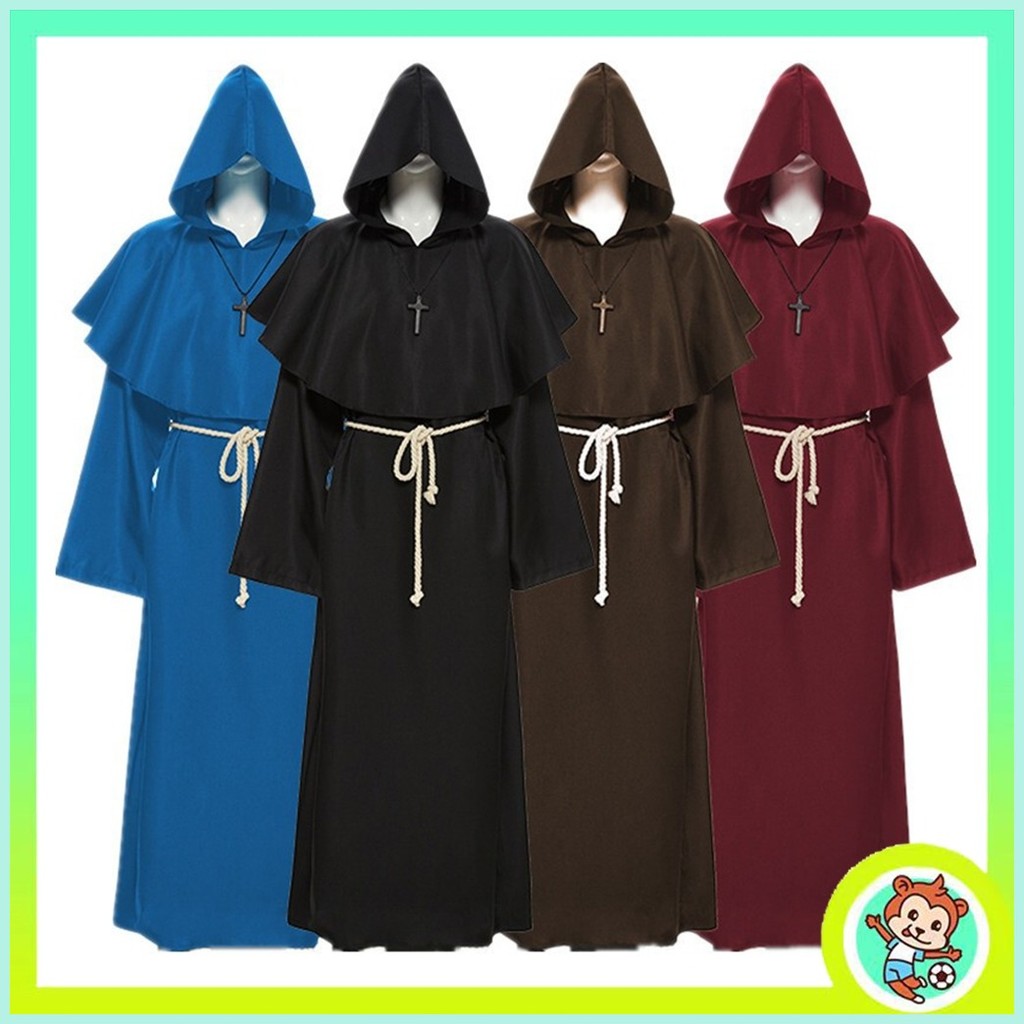 Adult Man Wizard Costume Medieval Monk Friar Robe Christian Priest ...
