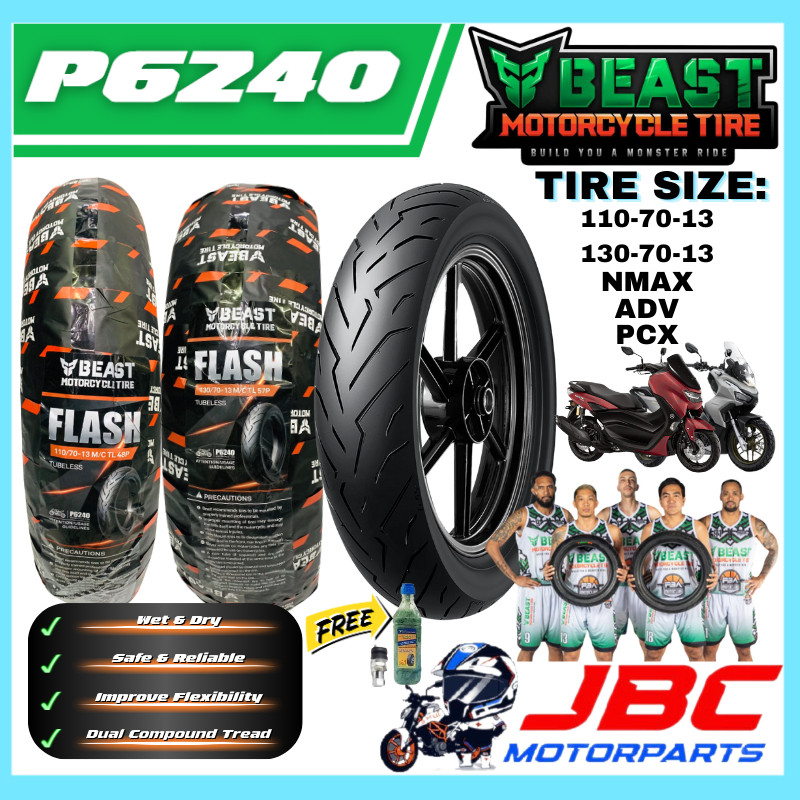 Beast Flash P6240 Motorcycle Tire Tubeless Free Pito and Sealant NMAX ...