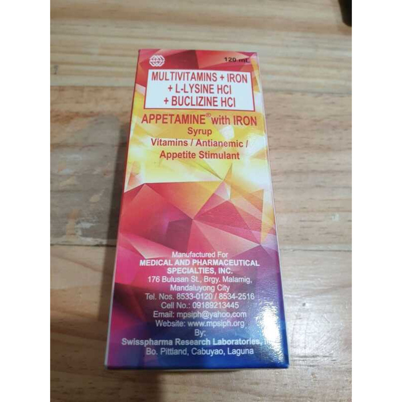 Multivitamins+Iron+ L-Lysine Hcl+ Buclizine Hcl (Appetamine) 120Ml 2E6 ...