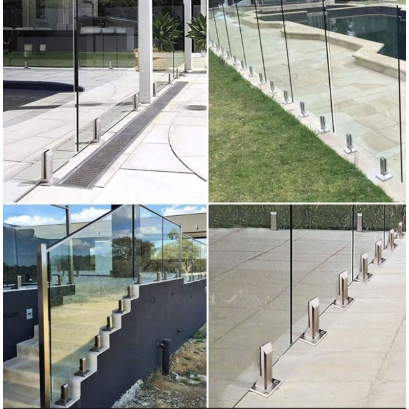 Spigot POOL CLIP 8MM TO 16MM GLASS (16cm/6inches/160mm height) MIRROR ...