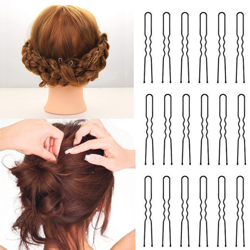 20PCS Simple Invisible Hair Clips - Coiled Hair U-shaped Metal Hairpin ...