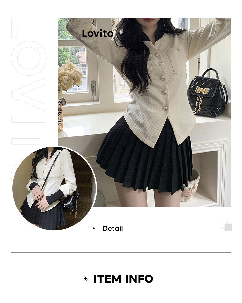 Lovito Women Casual Plain Colorblock Button Front Blouse LNE27251 ...