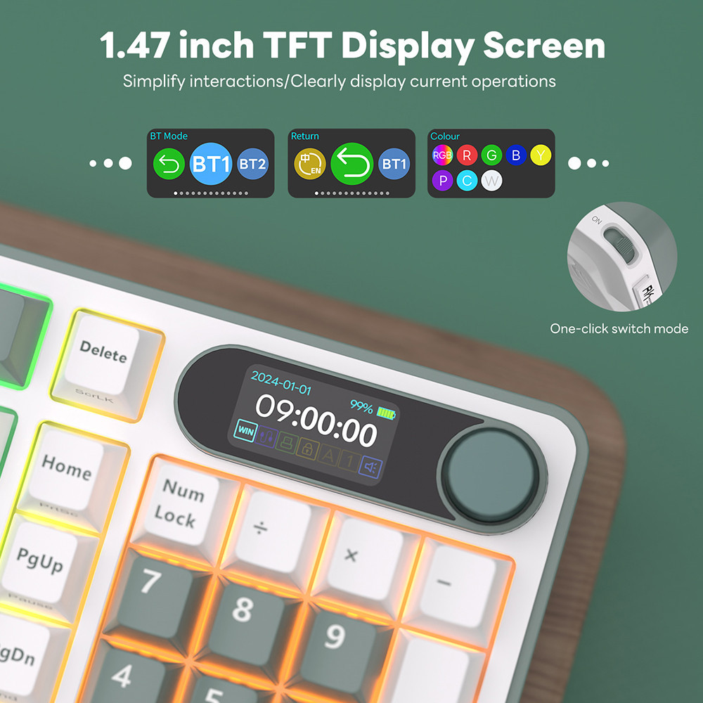 RK Royal Kludge RK S98 98 Key Tri-Mode RGB Wired Bluetooth 2.4G ...