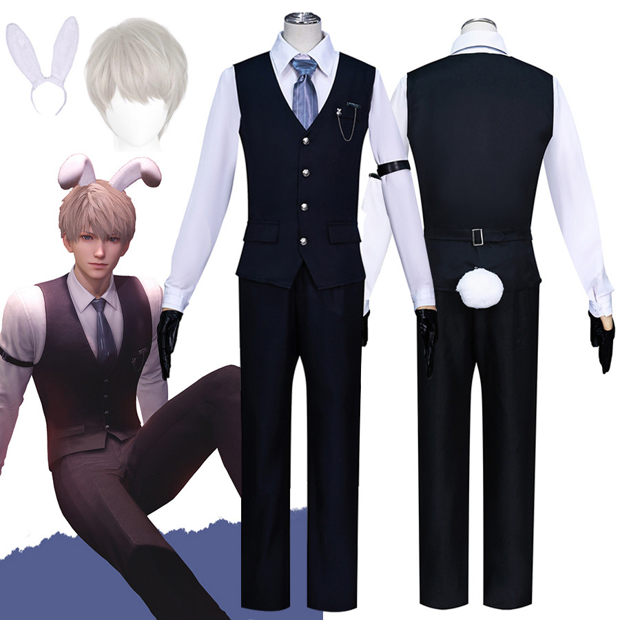 Love And Deepspace Xavier Costume Wig Boyfirend Bunny Suit Anime Game ...