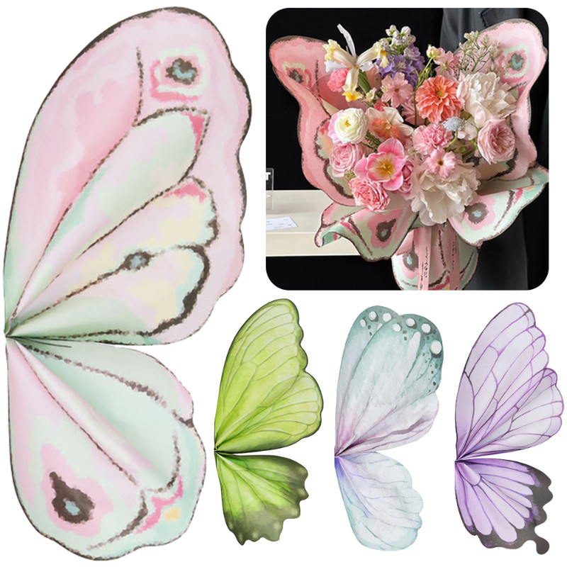 20Pcs Butterfly Wings Wrapping Paper - LED Light Flower Bouquet Wrapper ...