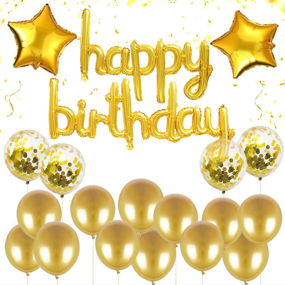 Happy Birthday Banner Party Backdrop Confetti Balloons Set HBD Wall ...