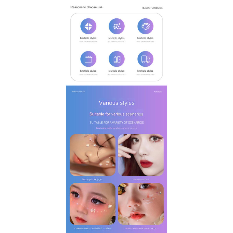 Ready Stock Colorful Moon Acrylic Diamond Stickers Gem Stickers Diamond ...