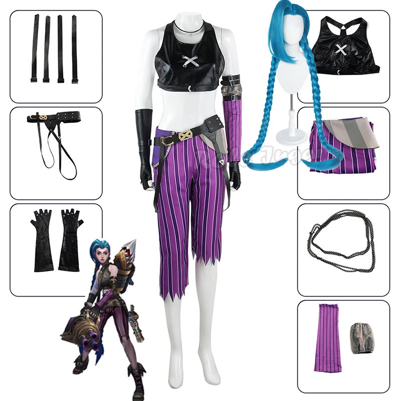§ Anime Game Costume Lol Jinx Arcane Cosplay Uniform Wig Outfits Sexy ...