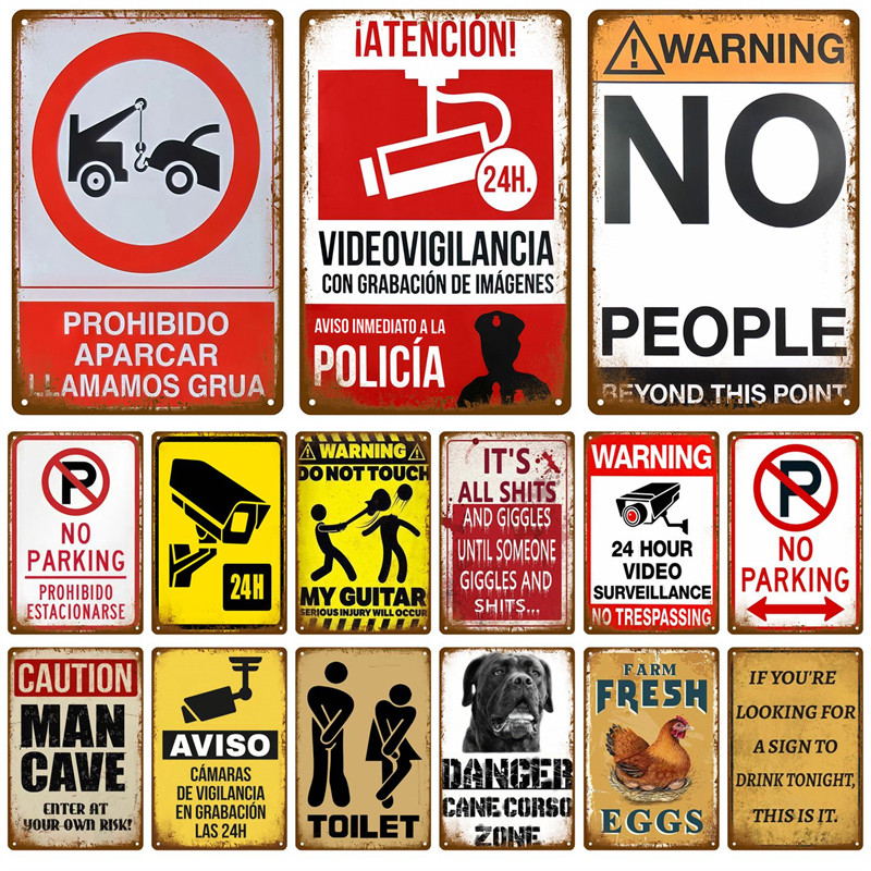 Retro Warning Metal Sign Danger Vintage Tin Sign Poster Metal Plate For ...