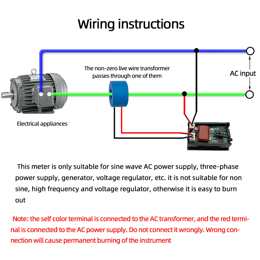 AC 50-500V LED High precision digital display of AC voltage and current ...