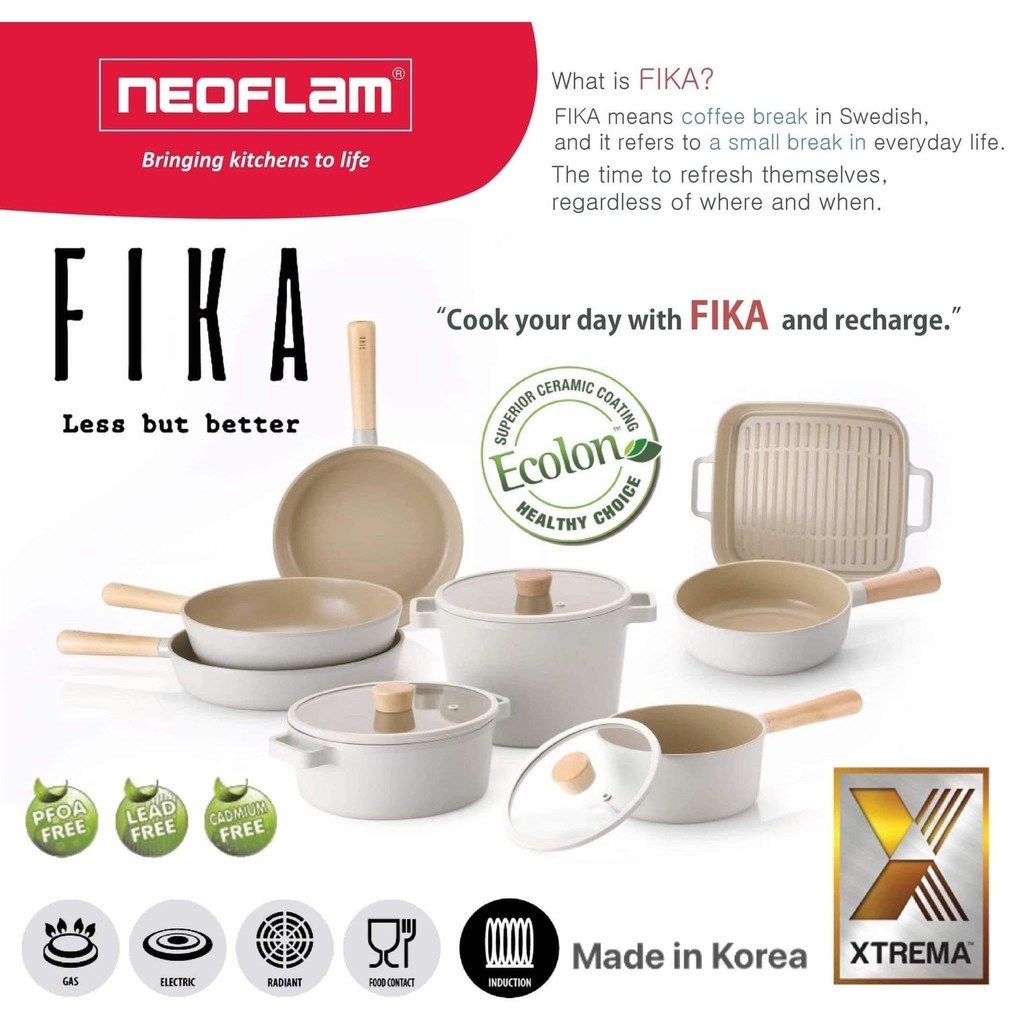 NEOFLAM Fika Cast Iron Non Stick Pots and Pans Induction ready | Shopee ...