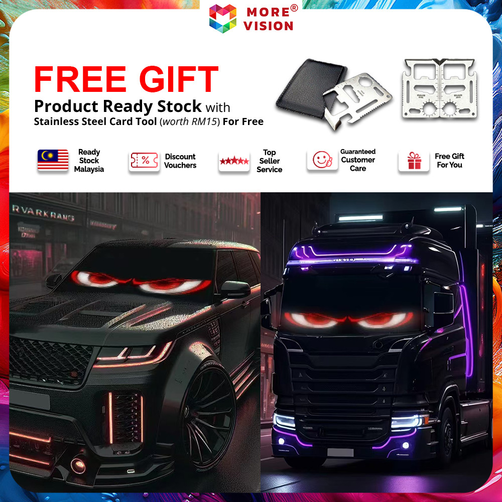 2 Pcs LED Matrix Pixel Panel Car Lorry Eyes Bluetooth APP USB Flexible ...