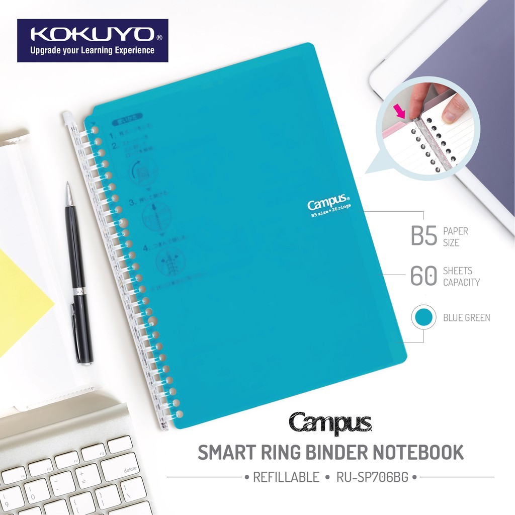 Kokuyo Campus Smart Ring Binder Notebook B5 (Refillable) (Capacity 60 ...