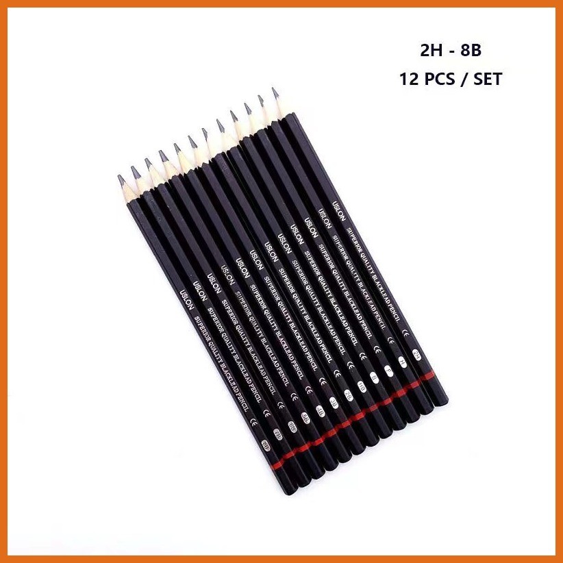 ∫ 12 PCS/Lot Wooden Pencils Set 2H-8B Paper Box Professional Drawing ...