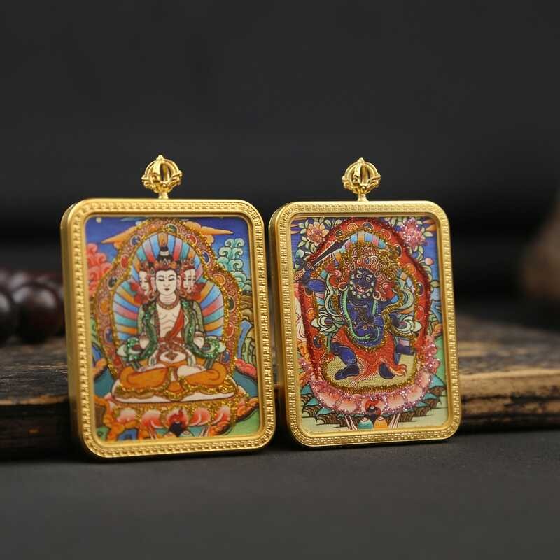 Guardian Eight Deities Nata Buddha Gold-Sprinkled Thangka Portrait ...