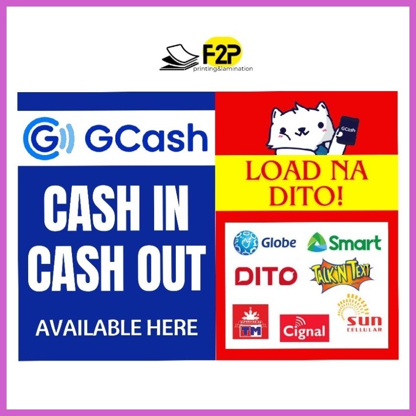 Gcash Cash in Cash out Laminated Signage A4/A5 size | Shopee Philippines