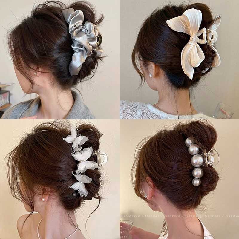 High-End Feeling Large Hair Clip Light Luxury Pleated Back Head Clip ...