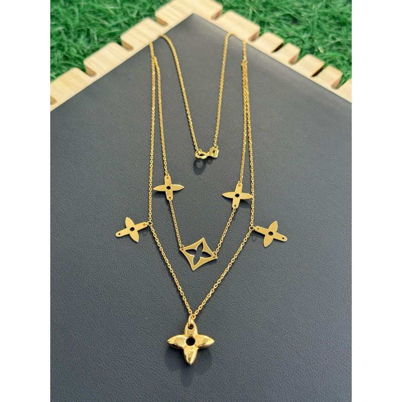 18k gold premium Necklace L V design 3.96g | Shopee Philippines