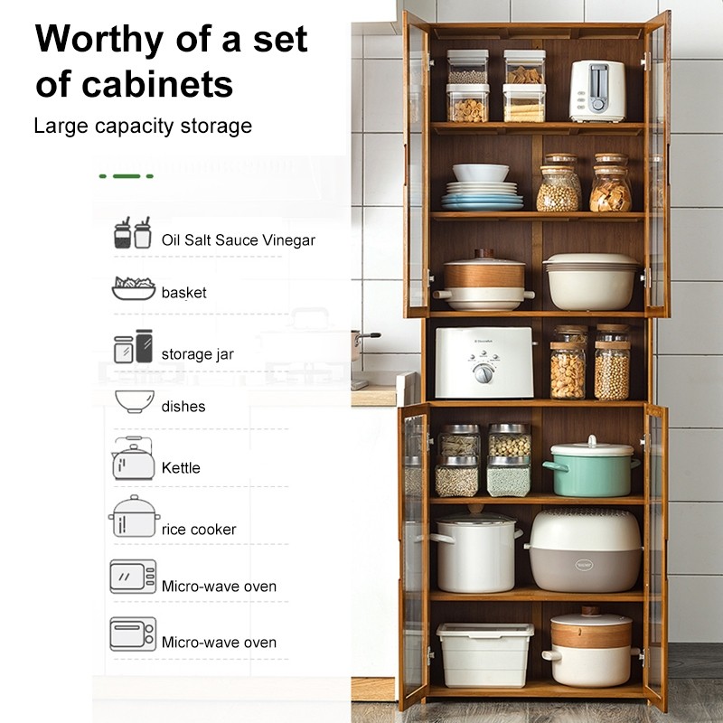 SUNNY Kitchen Cabinet Storage Cabinet Organizer Dish Organizer Bamboo ...