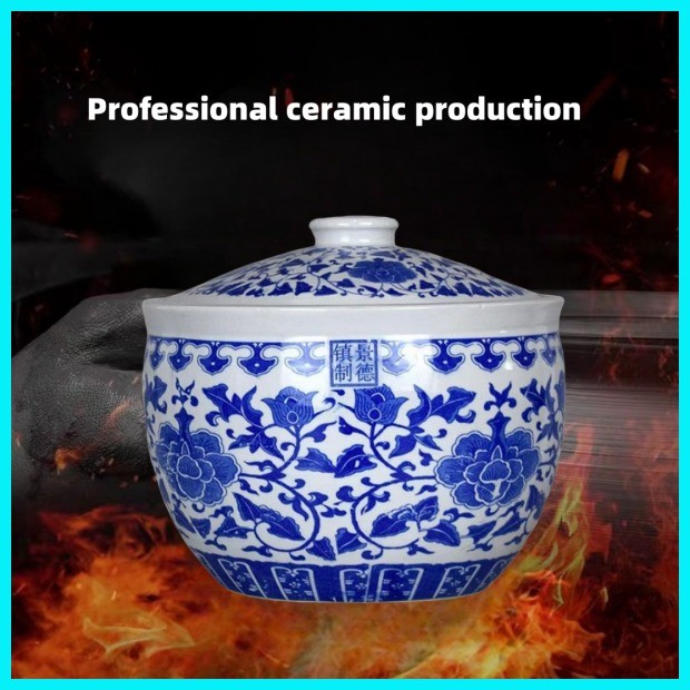10kg Ceramic rice jar rice bucket rice box sealed storage tank with lid ...