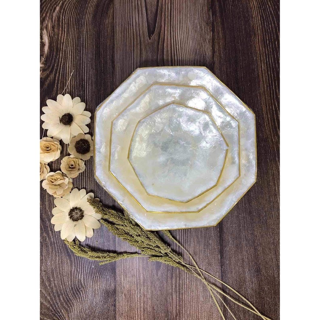 Capiz Plate, Server Plate, Candy Dish 3pcs Per Set (Octagon Design ...
