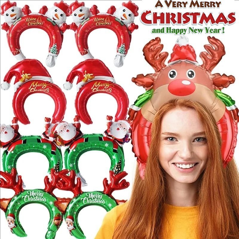 Christmas Inflatable Headbands / Cartoon Santa Claus Antlers Balloon ...