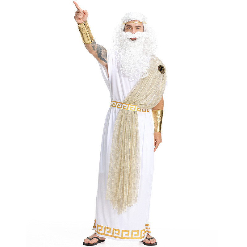 Ancient Rome Greek Legend Greece God Zeus Cosplay Costume White Golden ...