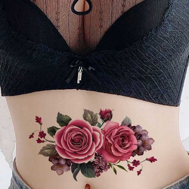 hangchenhe tattoo stickers waterproof babae mahaba bulaklak ankle braso ...
