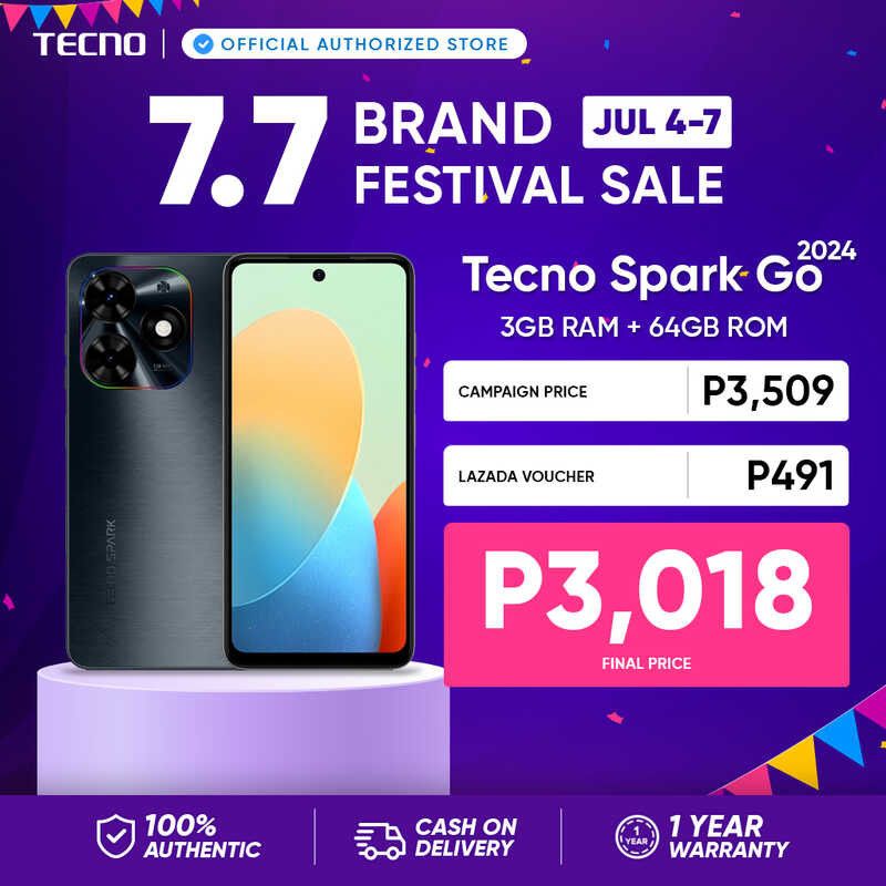 Tecno Spark Go 2024 Smartphone 3GB+64GB 4GB+64GB / 4GB+128GB Unisoc T606 13MP Dual Rear Camera 6 ...