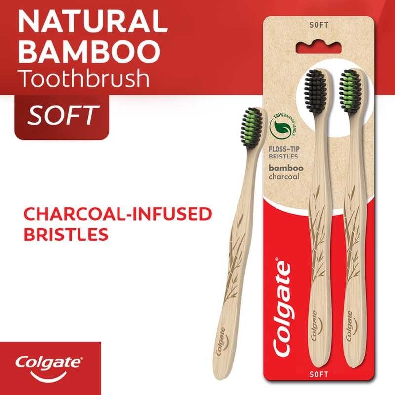 COD 2024 Colgate Natural Bamboo Charcoal Toothbrush Twin Pack (Soft ...