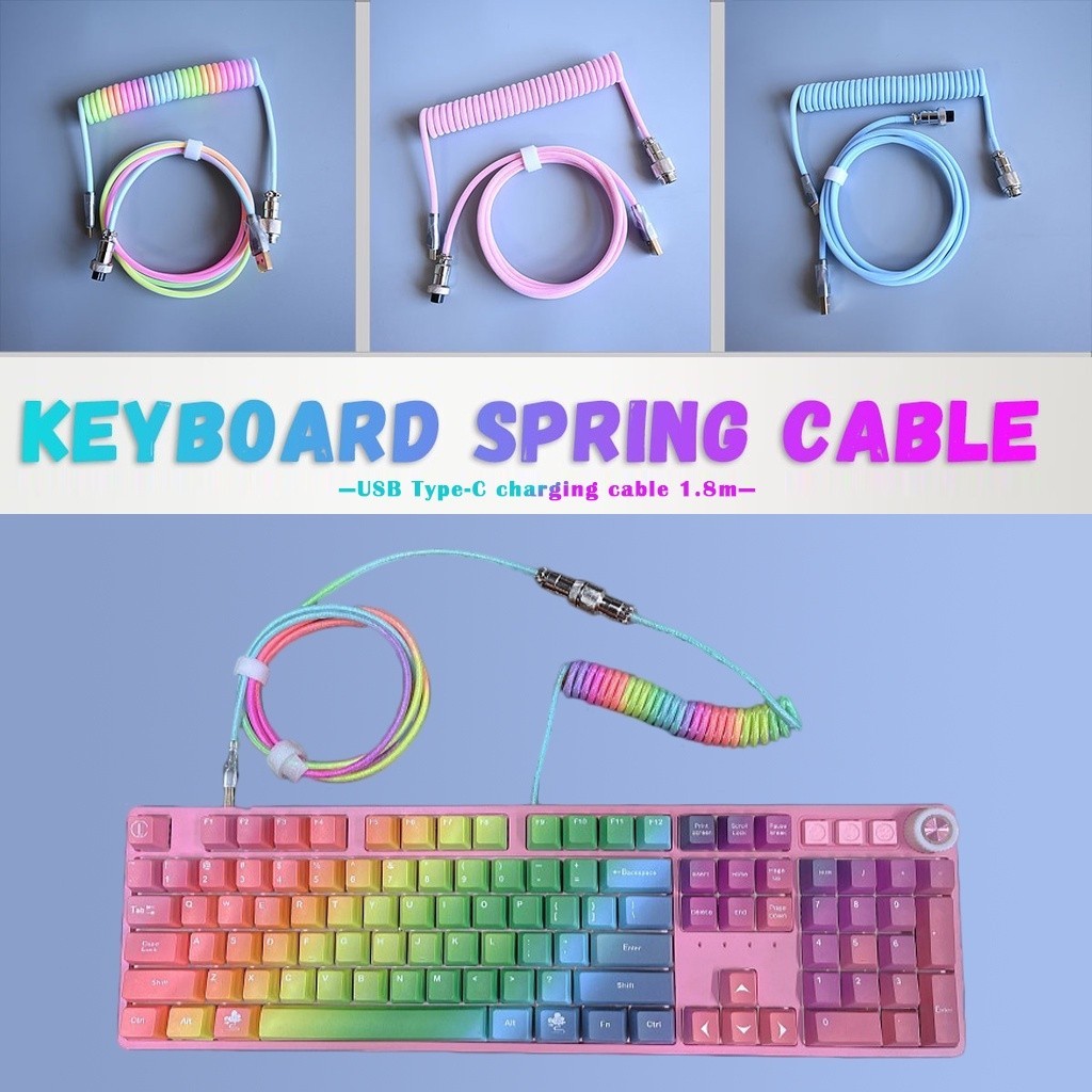 Custom Make Single Sleeved Pet Mechanical Keyboard Coiled USB To Type C ...