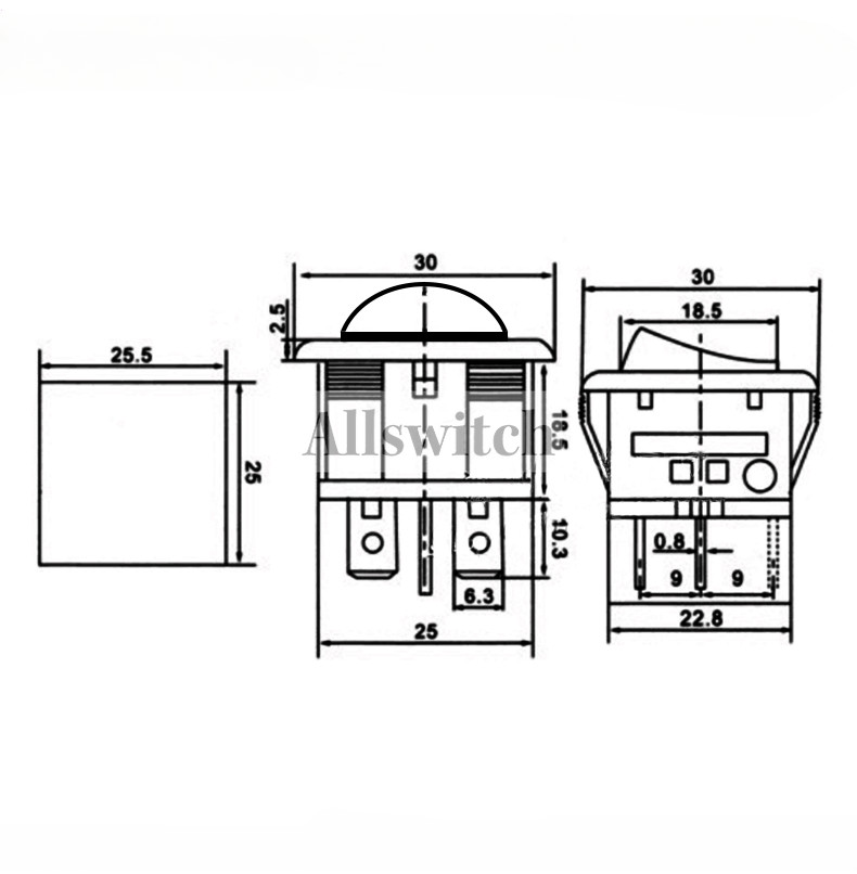 1 Piece RK1-05 Rocker Switch 4Pin 25X25mm Square Switch 16A 250V ...