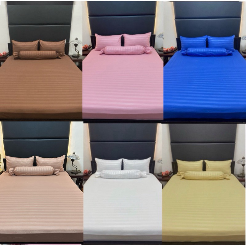 3in1 Fully Garterized Plain Canadian Cotton Bedsheet (Stripe Embossed ...