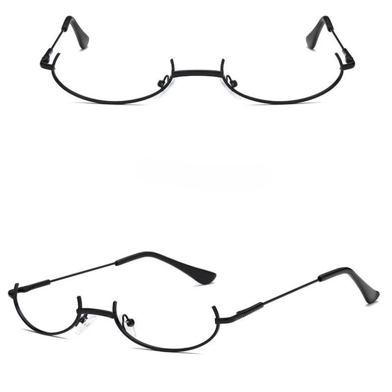 Roselife Japanese No Lens Glasses Metal Half Frame Sunglasses for Women ...