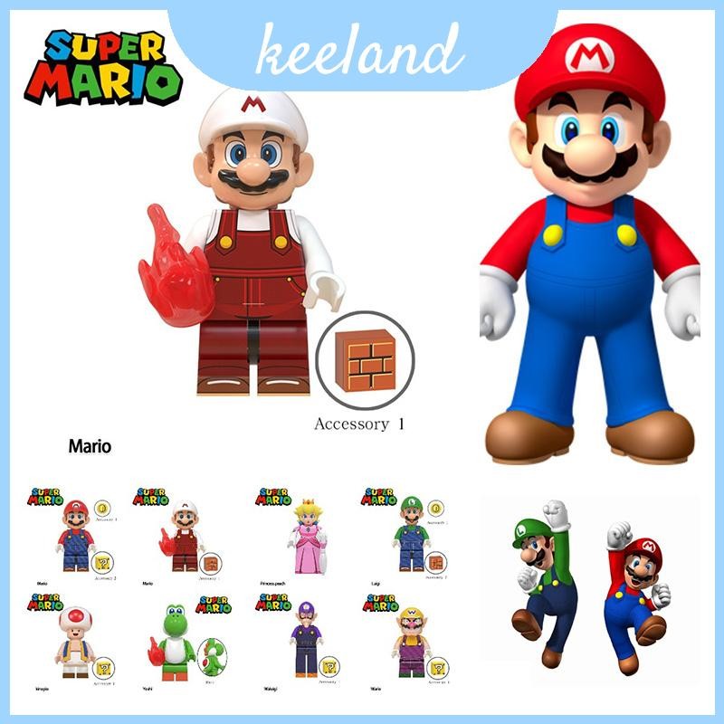 Mario Super Bros Assembled Building Blocks Luigi Wario Waluigi Kids ...