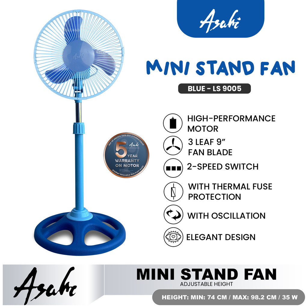 Asahi LS 9005 Colorful Mini Stand Fan 9 inches / Perfect for kids room ...