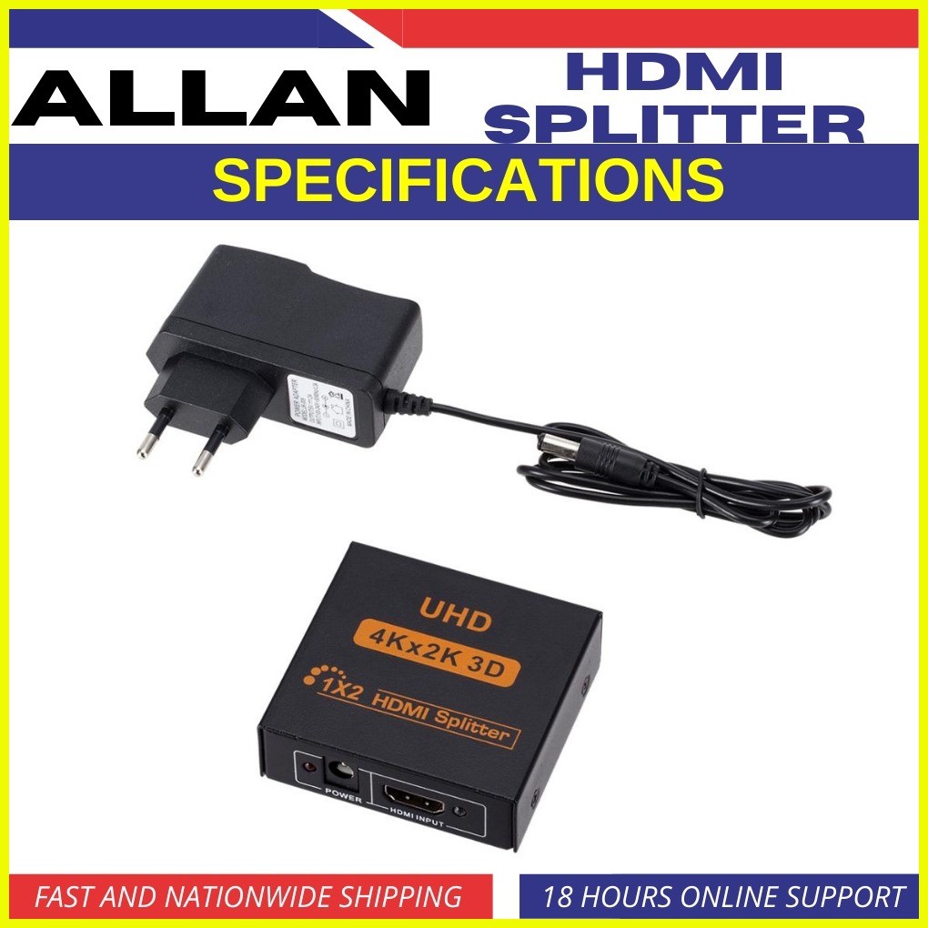 ☂ ♝ Allan Superstore HDMI Splitter 1x2 Repeater 1080p Hd 4k Uhd For ...