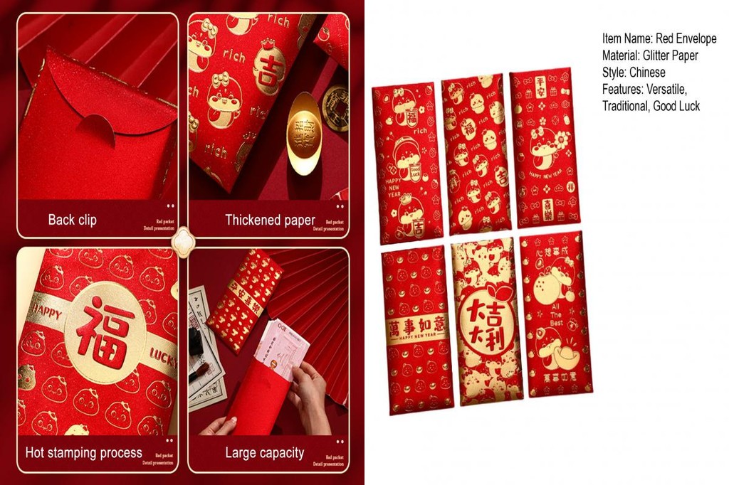 Red Envelope Assortment Pack Elegant Red Envelope Collection 6pcs Red ...