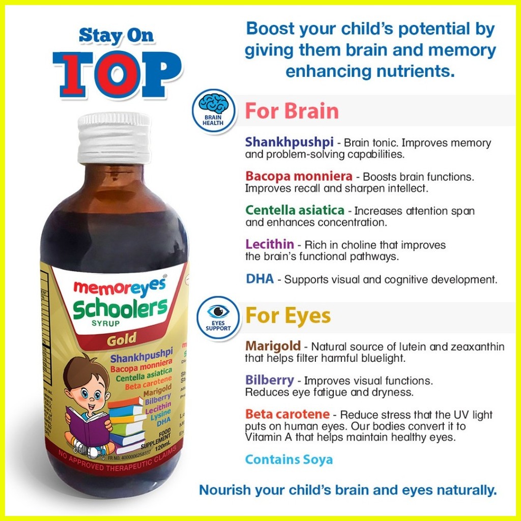 MemorEyes Schoolers Brain And Eye Supplement Memory Enhancer For Kids ...