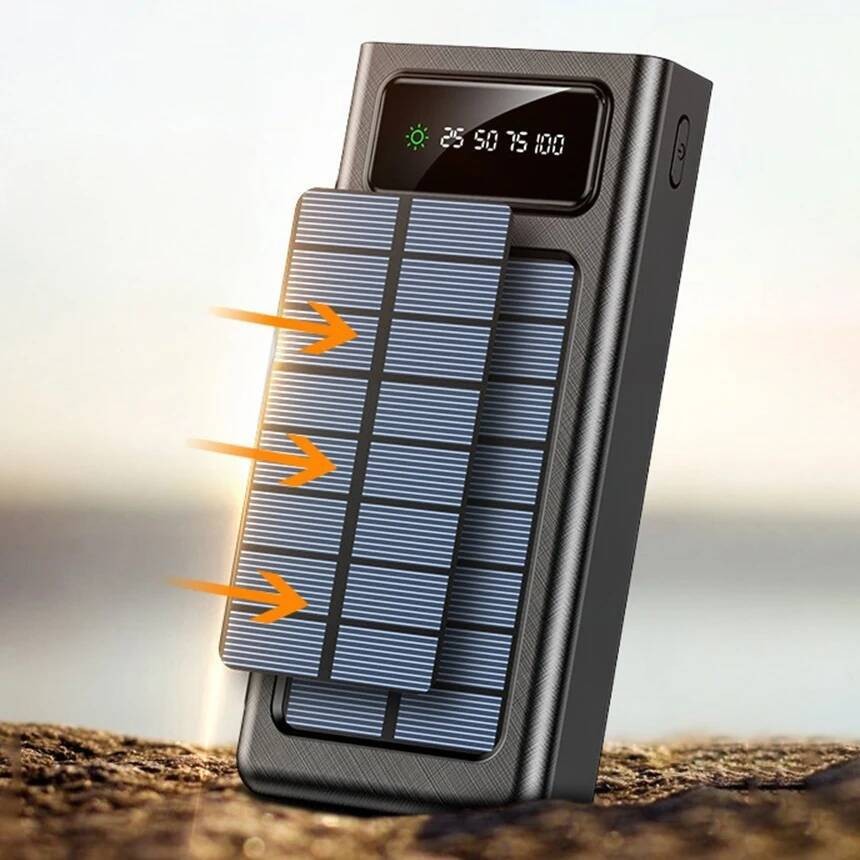 Solar 1/2/30000mah Bank Large Capacity Fast Battery Portable Power ply ...