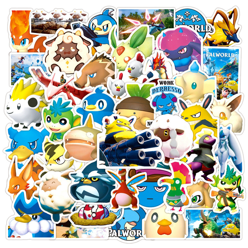 50-Piece Palworld Creature Stickers - Cool Waterproof Decals for ...