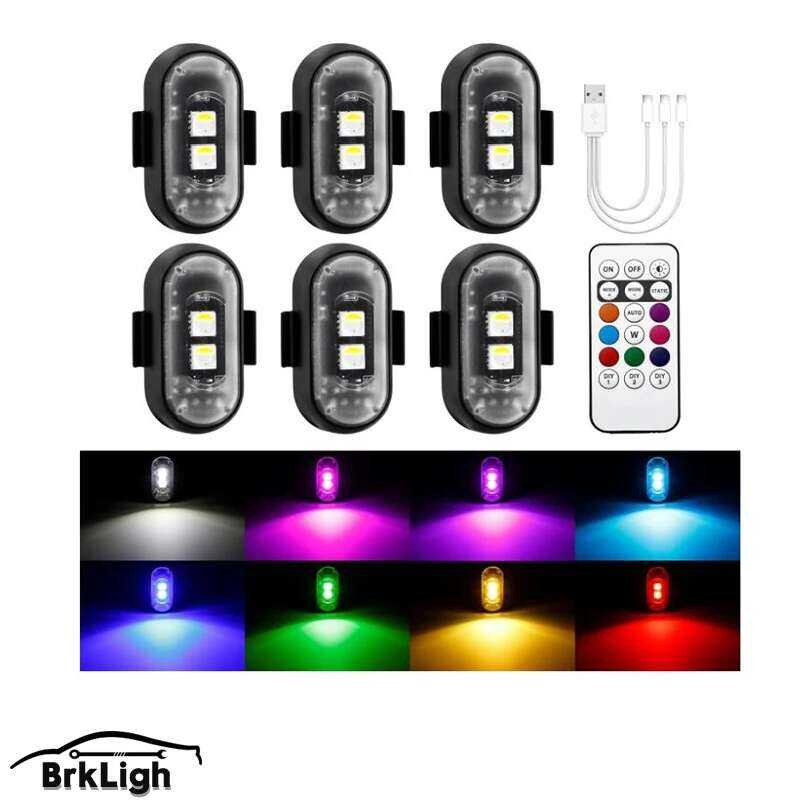 A 6 Pcs Magnetic With Remote Control 8 Colors Wireless Led Anti ...