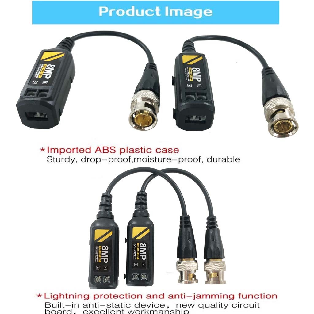Video Balun HD CCTV Analog Video 1pair Single Port 8mp Videos Passive ...