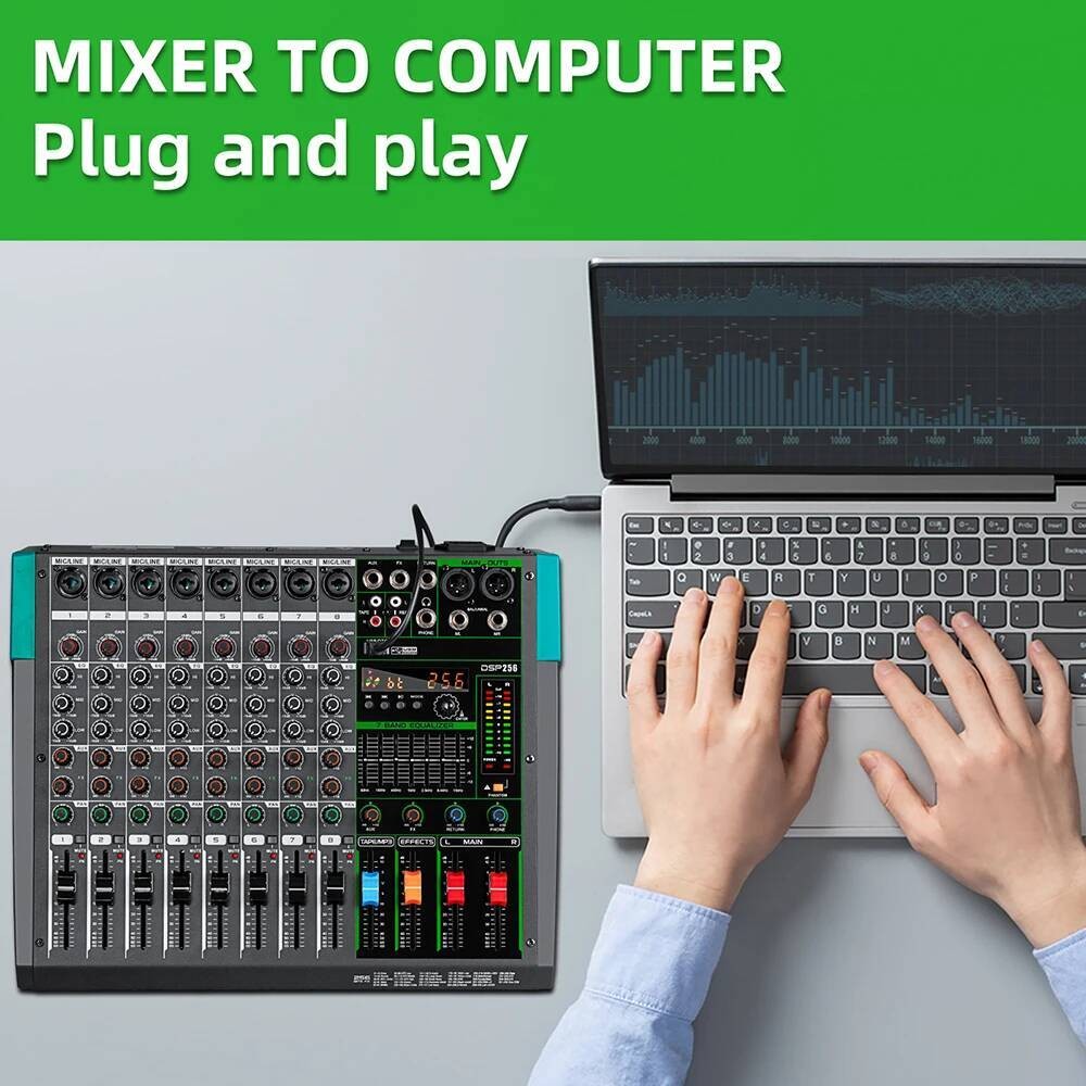 Audio Professional Mixer Depusheng MG8 8 Channel Sound Board Console DJ Mixing Desk System ...