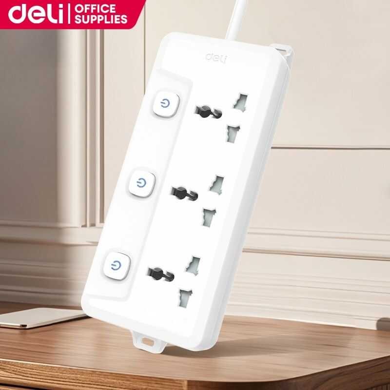 Deli 2/3/5M Universal Strip 3 Groups Electric Sockets Power Extensions ...