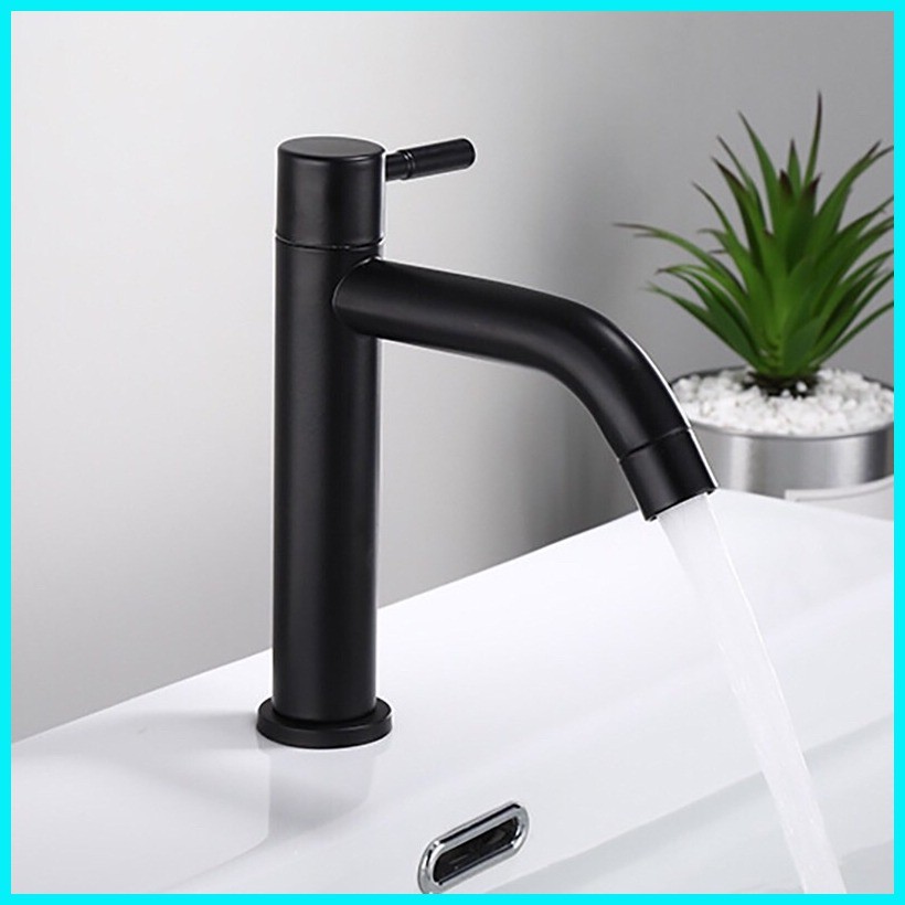 304 Stainless advanced Steel MATTE BLACK Lavatory Basin Faucet Cold Tap ...